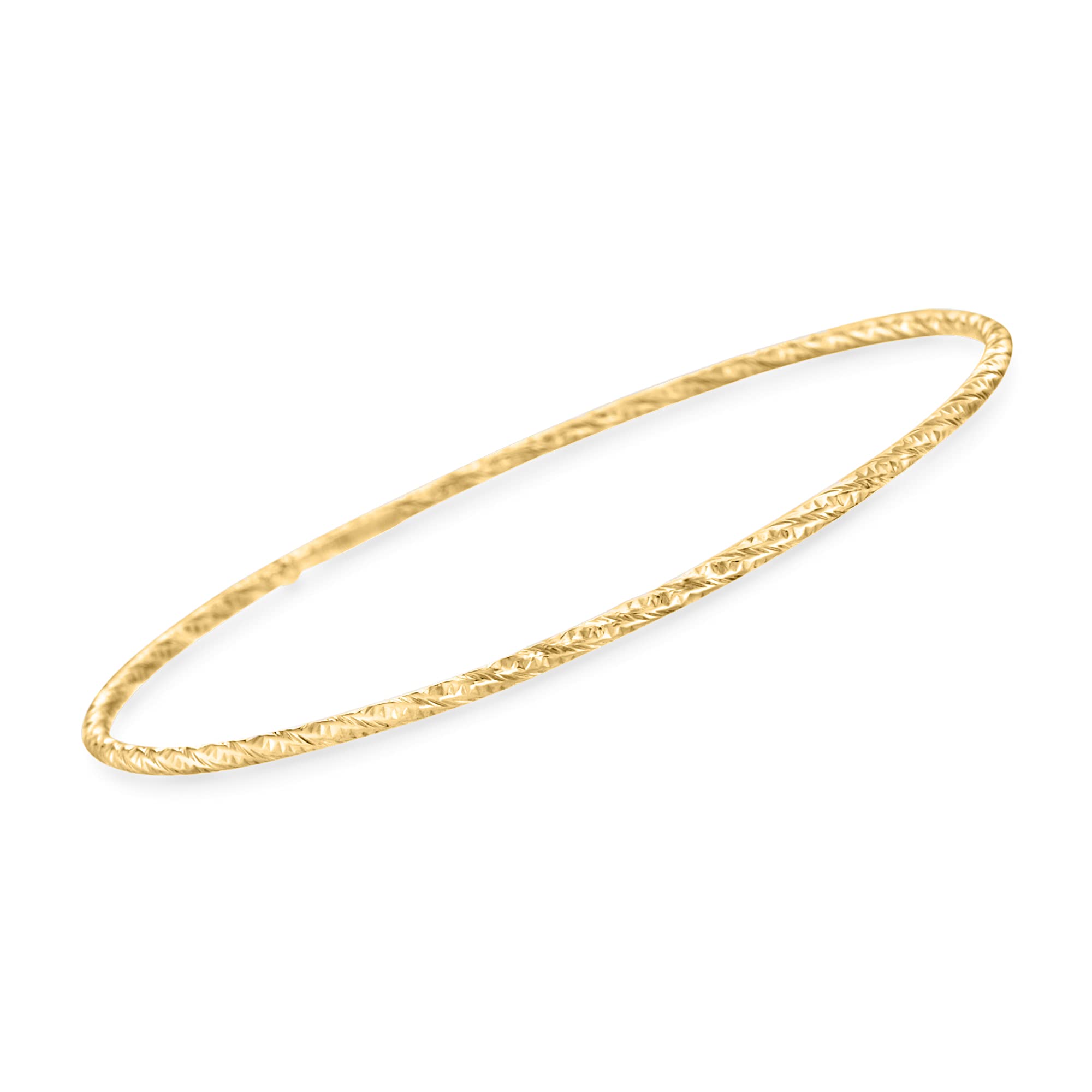 Ross-Simons Italian 14kt Yellow Gold Textured Bangle Bracelet. 7.5 inches