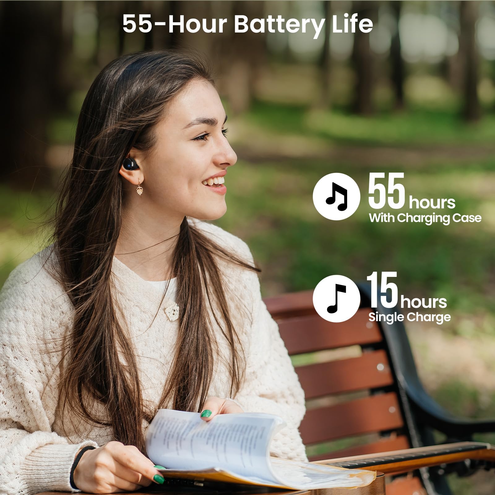 TOZO T12 (Compact Ergonomic Edition) Wireless Earbuds Bluetooth 5.3 Headphones, Call ENC Noise Cancelling Mic, 55Hrs Playtime App Customize EQ IPX8 Waterproof LED Digital Display Premium Sound Headset