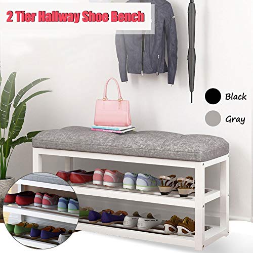 ZHYH 2 Tier Shoe Storage Stool Living Room Shoe Rack Simple Change Shoe Bench Organizer Cabinet Hallway Seat Chair Shelf Holder (Color : D)