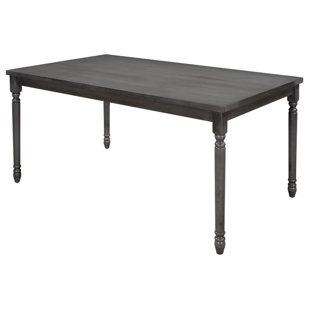 ZHYH 6 Piece Classic Dining Table 1 Wooden Table + 4 Chairs + 1 Kitchen Dining Bench Grey