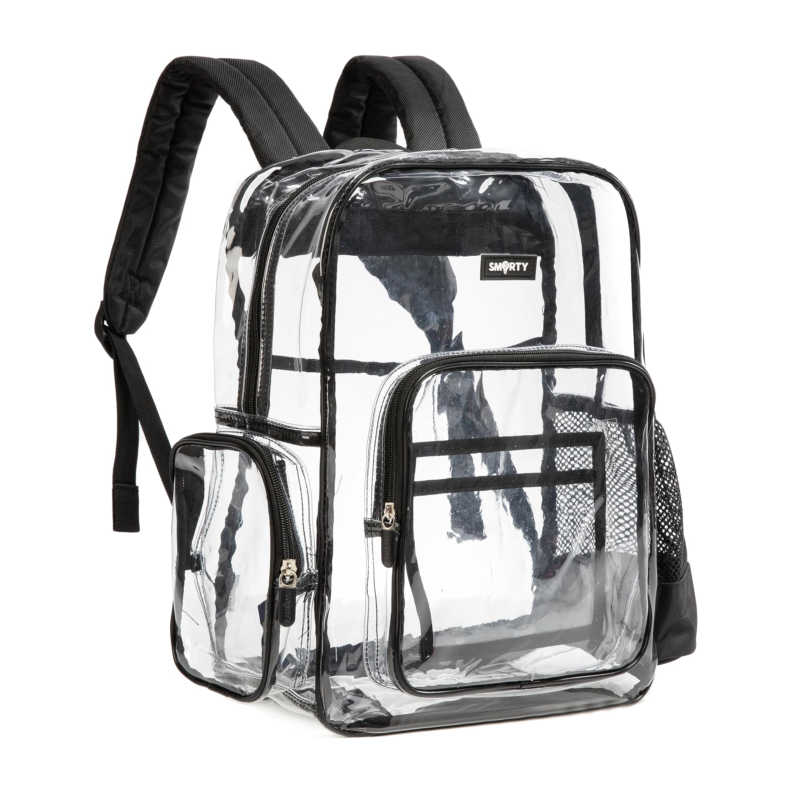 TXSN Heavy Duty Clear Backpack Durable Transparent See Through Bag (Medium, Black)