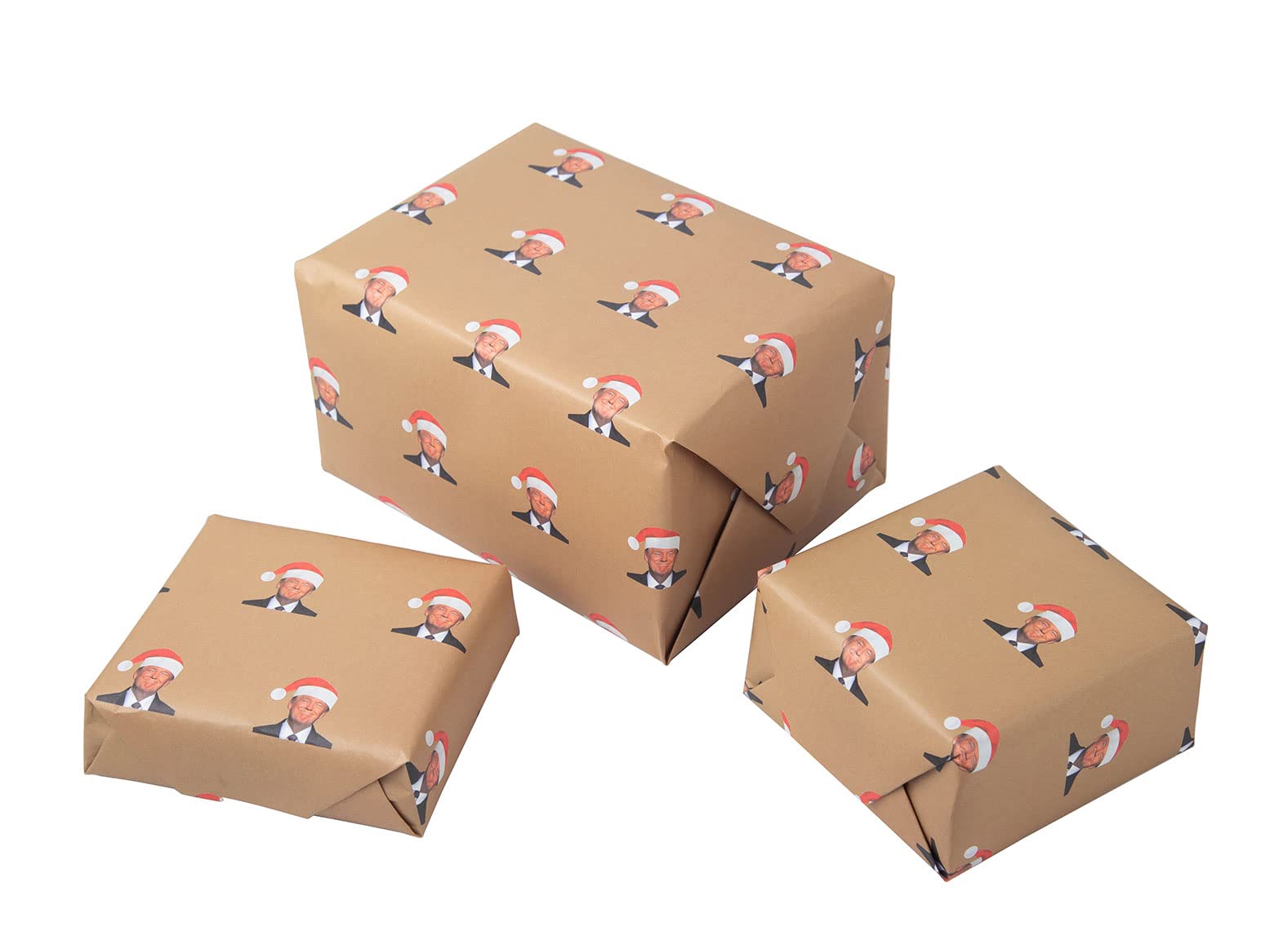 ZIGFRUIT 10 Sheets Funny Trump Christmas Holidays Wrapping Paper Roll for Gifts 17”x27.5” Per Sheet(10 Sheets in A Roll Not Folded Sheets)