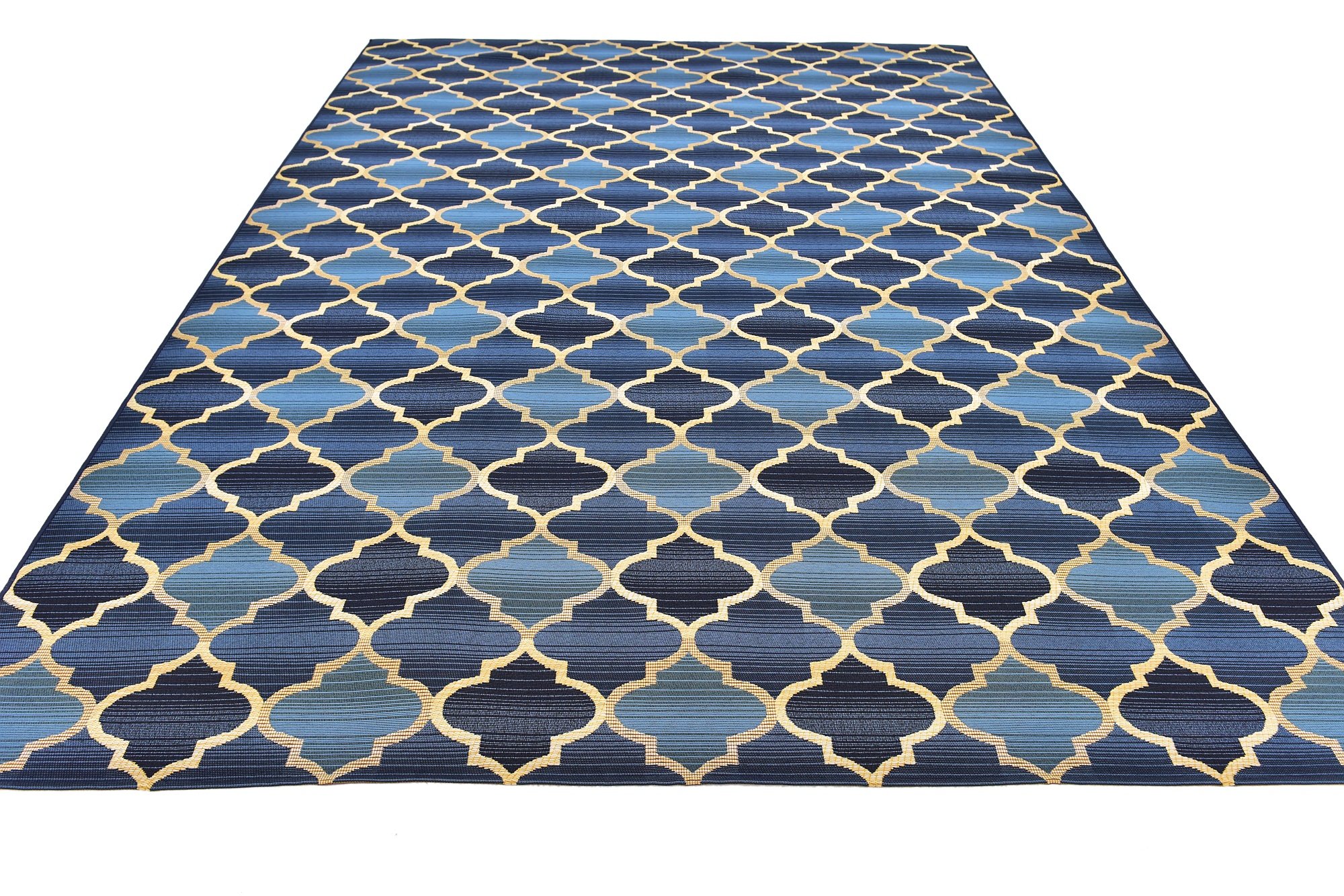 Unique Loom Outdoor Trellis Collection Area Rug - Eden Trellis (8' x 11' 4" Rectangle, Blue/ Beige)