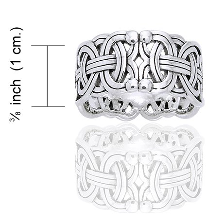 Viking Braided Wedding Band Borre Knot Norse Celtic 10mm Sterling Silver Ring Size 9(Sizes 4,5,6,7,8,9,10,11,12,13,14,15)