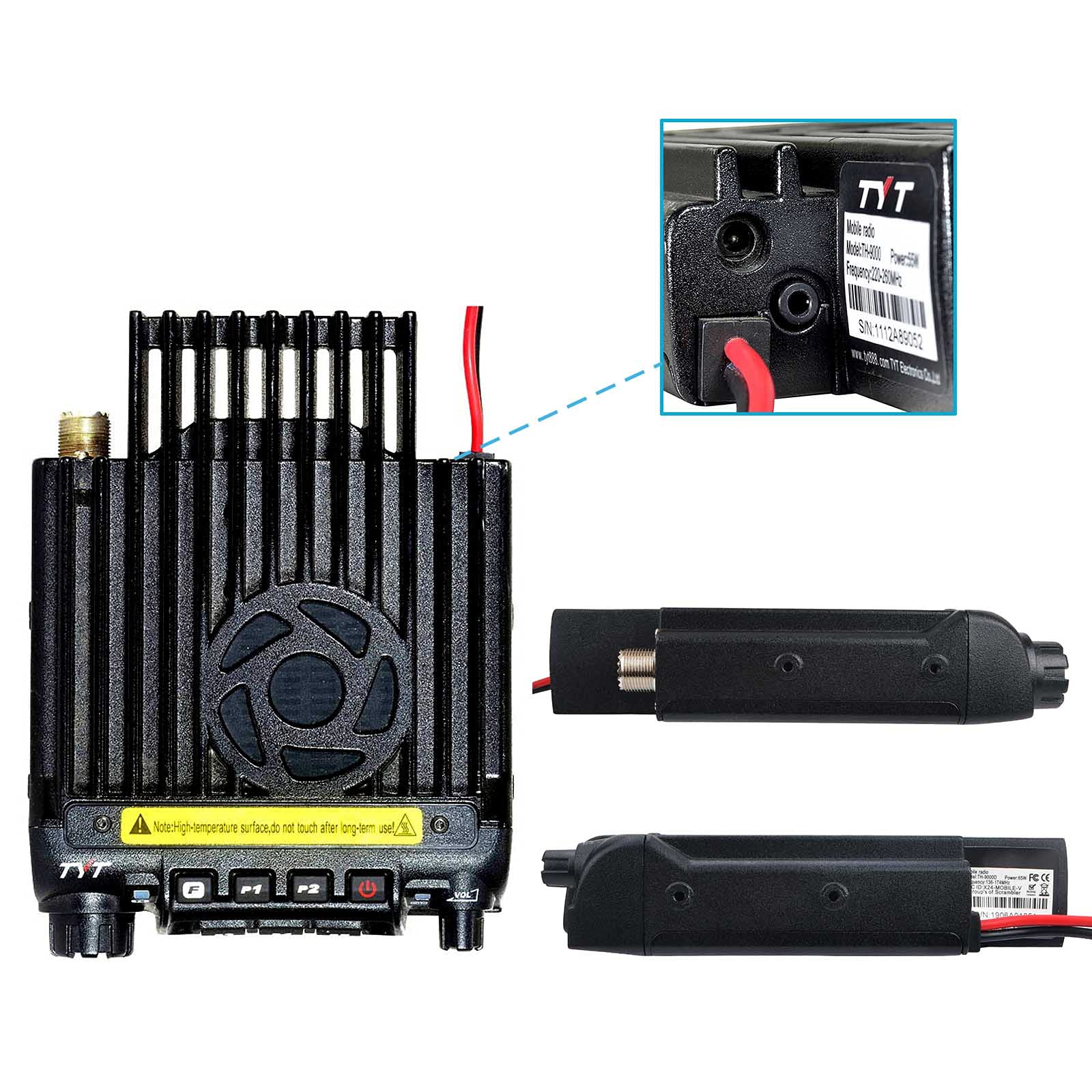 TYTTH-9000D Car Mobile Transceiver 60W VHF 2M 146MHz Ham Radio 2 Way Radio with USB Programming Cable, Black