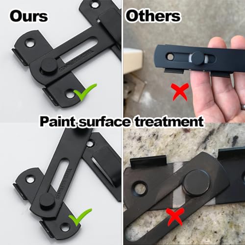 XQDWX Barrel Bolt Door Lock, thickened Stainless Steel Door Lock, Sliding door latch, Black, With Black Screws, 4 Inch, 914BB-BL