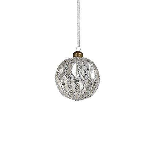 Zodax Antique Silver Glass, Set of 6 Christmas Ball Ornaments, 3"