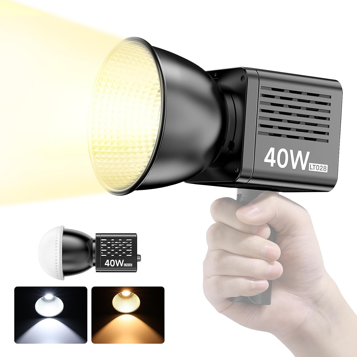Ulanzi LT028 40W LED Video Light, Portable Continuous Output Lighting, 2500K-6000K Bi-Color Temperature COB Light w 3400mAh Built-in Battery for YouTube Video Recording Photography