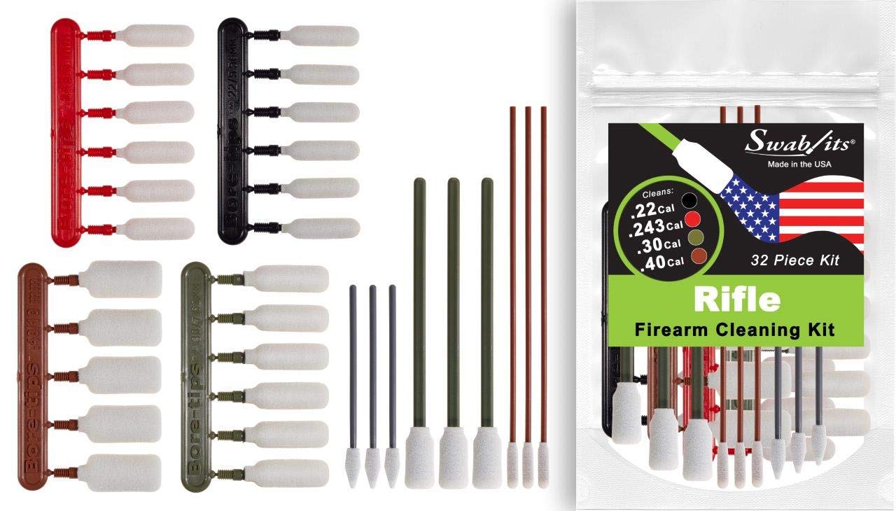 Swab-its® Made in The USA .22cal/.243cal/.30cal/.40cal Rifle Firearm Cleaning Kit: 87-9904