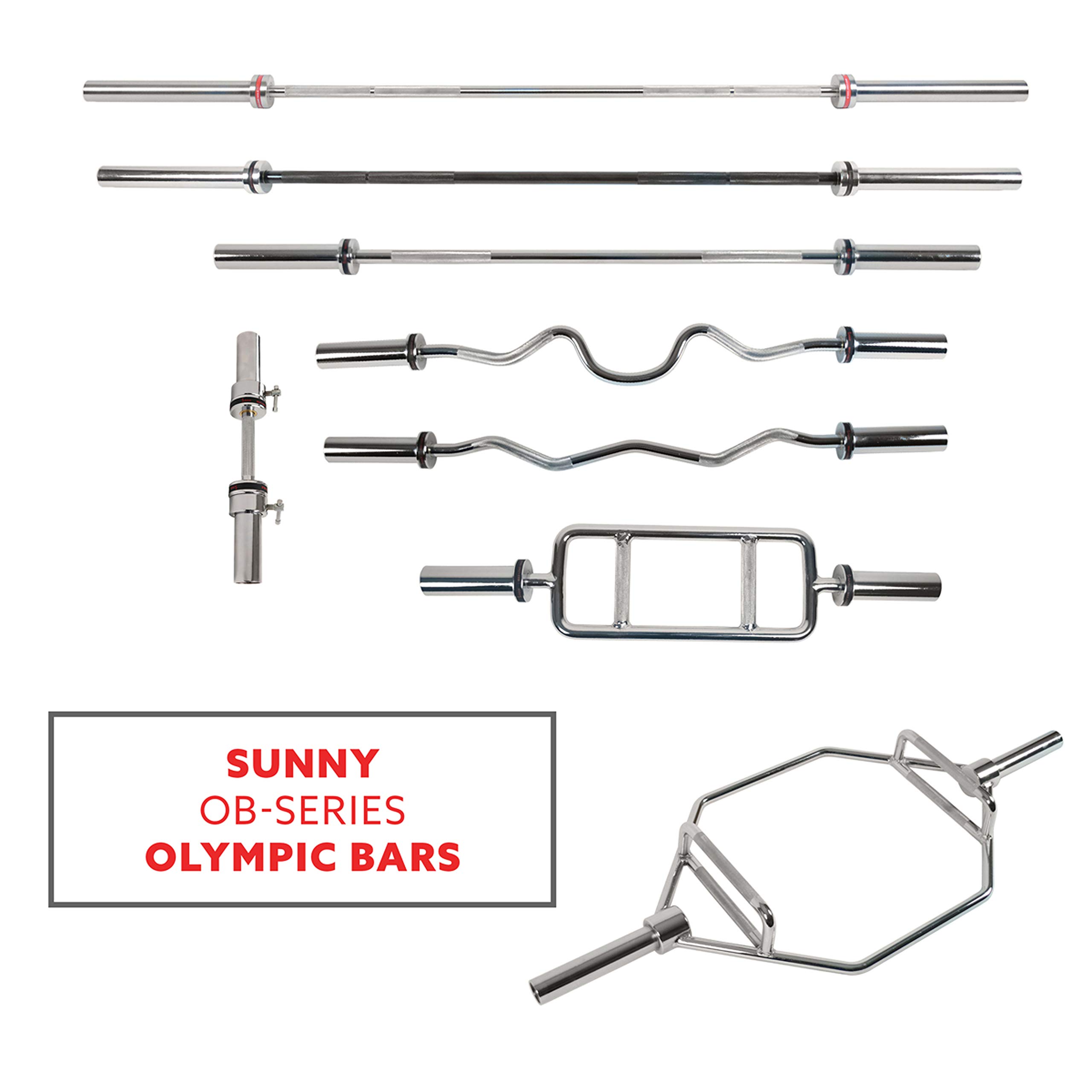 Sunny Health & Fitness OB-20 20" Olympic Single Dumbbell Handlebar with Ring Collars Medium