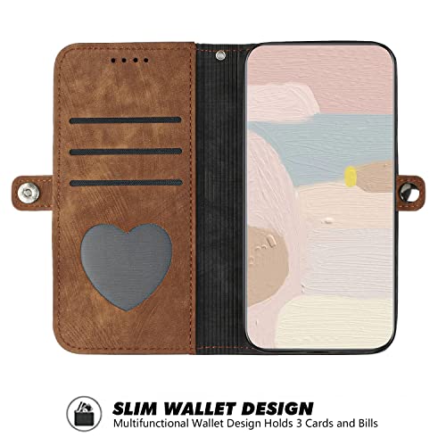 WATSKY for Oppo A57/REALME V23/A77 5G/A57E 4G/A57S 4G/A77 4G/1+Nord N20 SE 4G Contrast Flip Phone Case Brown