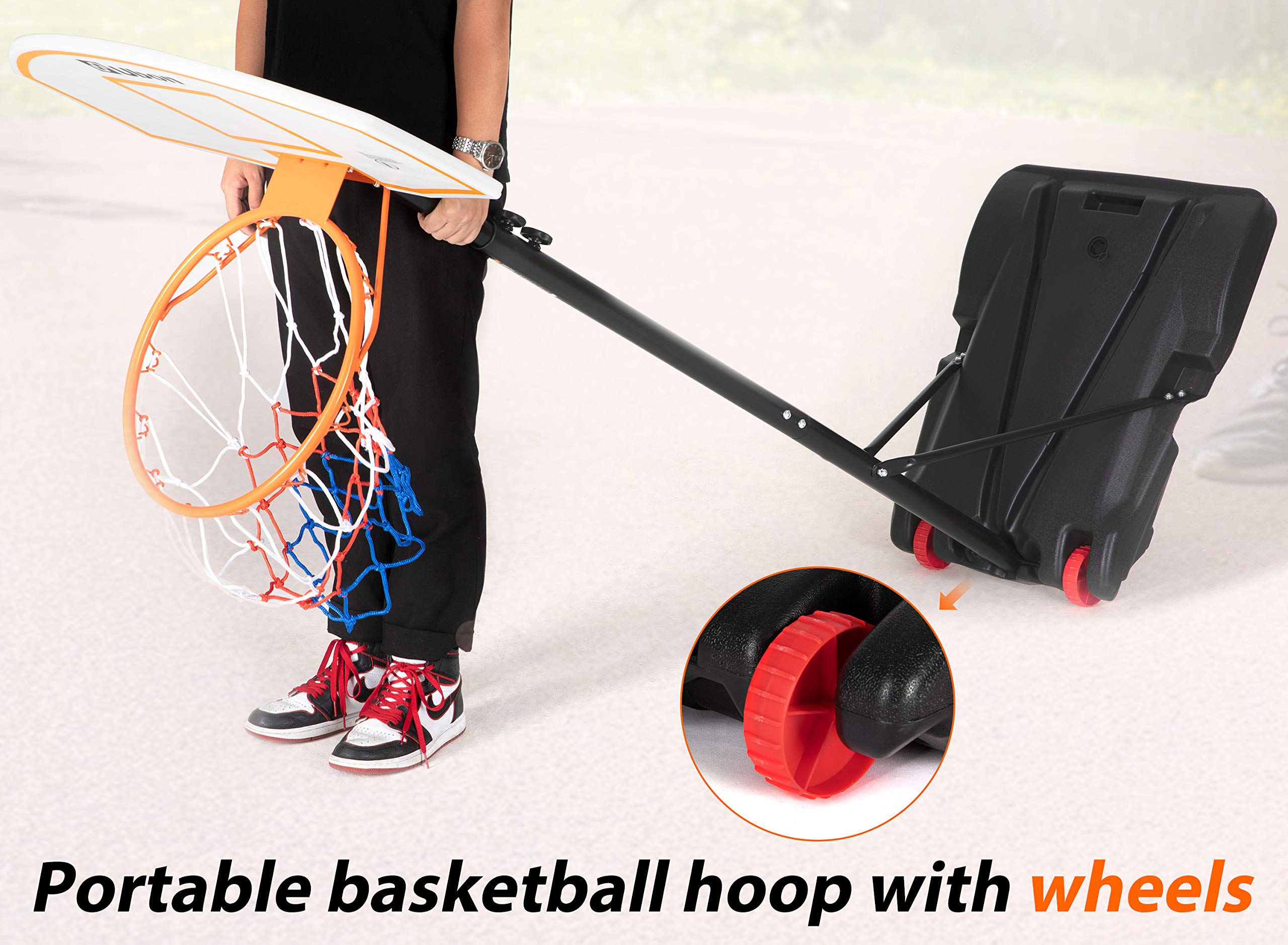 Ubon Portable Basketball Hoop&Goal Basketball Stand Height Adjustable 5.8FT-6.8FT with Wheels