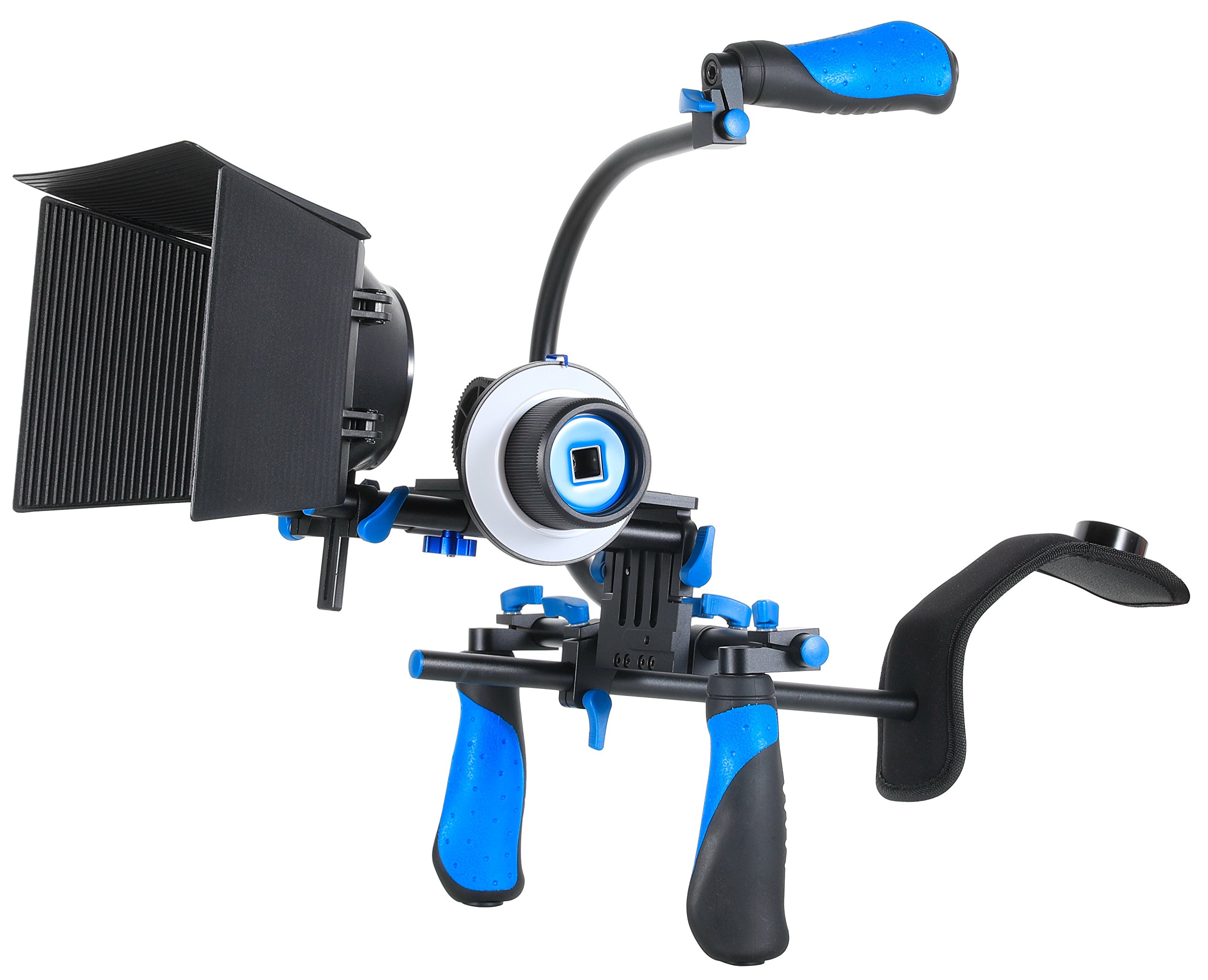SunSmart DSLR Rig video camera Shoulder Mount Kit including DSLR Rig shoulder support and Matte Box for All DSLR Video Cameras and DV Camcorders