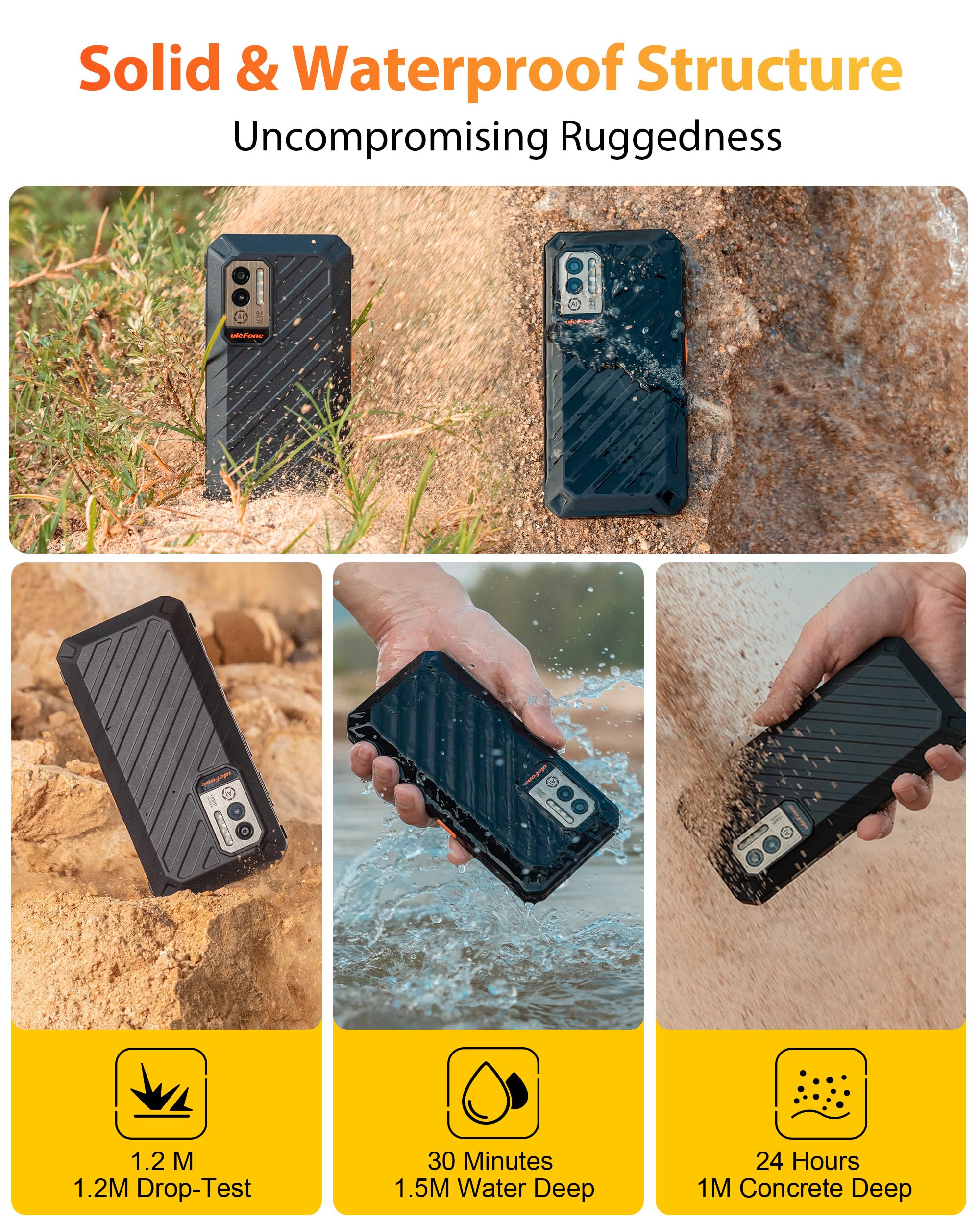 Ulefone Power Armor X11 Rugged Phones Unlocked, IP68/IP69K Waterproof Smartphone, Android 13, 8150mAh Battery, 8GB+32GB, 16MP AI Camera, 5.45'' HD+, 3 Card Slot, Dual 4G, Face Unlock, GPS, NFC