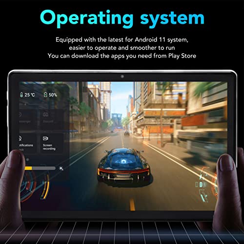 VINGVO Gaming Tablet, Office Tablet 8GB RAM 128GB ROM 2 Card Slots 5G WiFi 4G LTE Dual Camera 10.1 Inch IPS for Travel (US Plug 100‑240V)