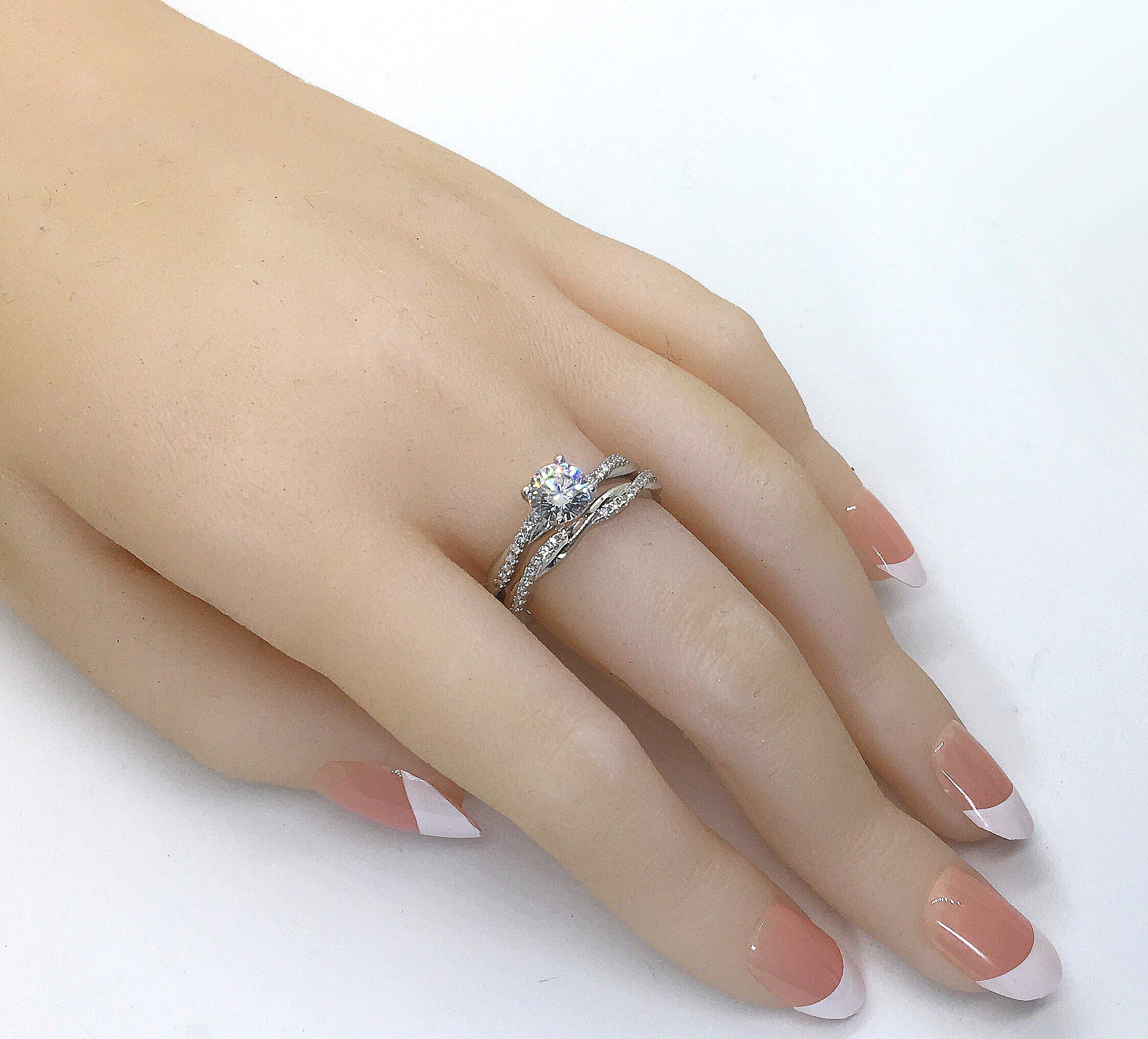 Venetia Twist Vine Pave Realistic 1 2 Carats Simulated Diamond Ring Band Set Hearts Arrows Cut tw2-8