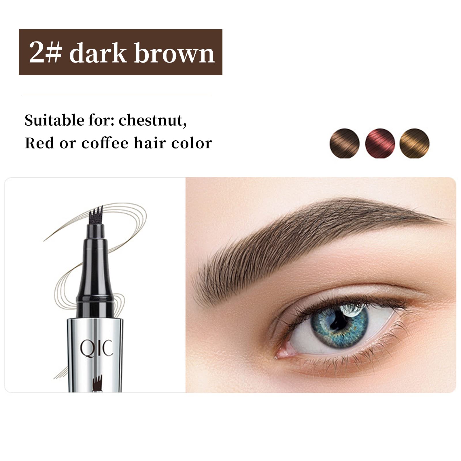 Udream Eyebrow Pencil Dark Brown,brow pencil,Liquid Waterproof Eyebrow Pencil,Eye Brow Pencils for Women,Eyebrow Microblading Pen,Eye Makeup Eyebrow Pen Long-Lasting Waterproof Micro 4 Point Brow Pen