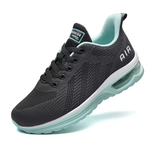 ZOOMCO Womens Air Running Shoes Womens Walking Shoes Lightweight Women Sneakers Air Cushion Tennis Shoes for Gym Workout Sports Gray-Green