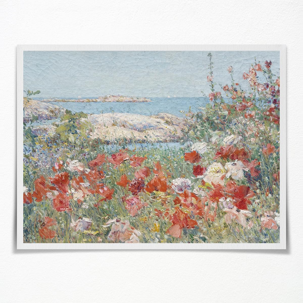 Vintage Spring Painting Summer Landscape with Wild Flowers Canvas Wall Art Coastal Floral Room Decor Oil Painting Impressionism Traditional Scenic for Living Room, Office, Bedroom - 12x16in Unframed