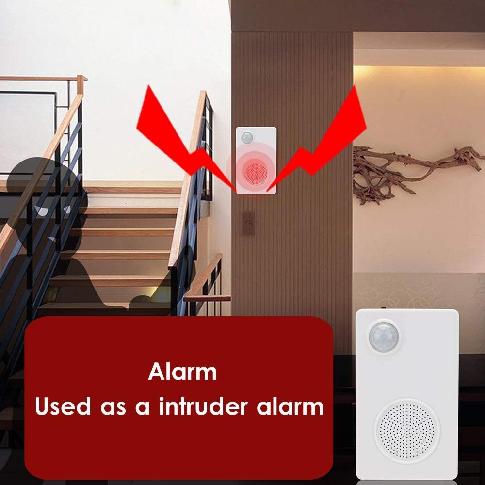 Upgrade Version - Mini PIR Motion Sensor- Recording Sound Through Phone-Welcome Alarm-Sound Motion Doorbell- Home Security Driveway Alarm- (White)