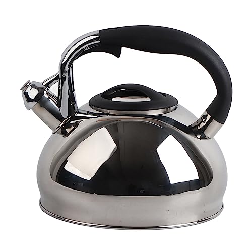 Whistling Tea Kettle Large Capacity 304 Stainless Steel with Fast Heating and Ergonomic Handle for Home Office (2.3L)