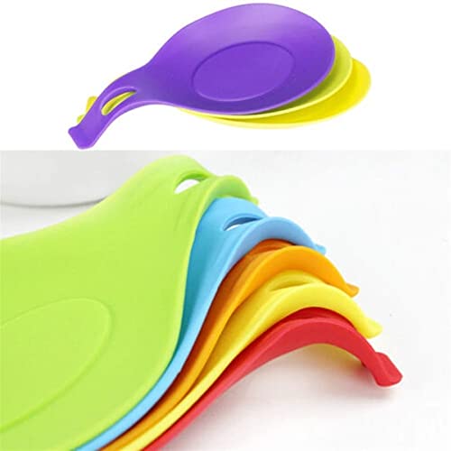 VEMMIO Spoon Rests Kitchen Cooking Tools Silicone Spoon Fork Mat Shelf Spoon Rests Pot Clips Holder Organizer Pad Storage Heat Resistant Home Tools (Color : Purple)