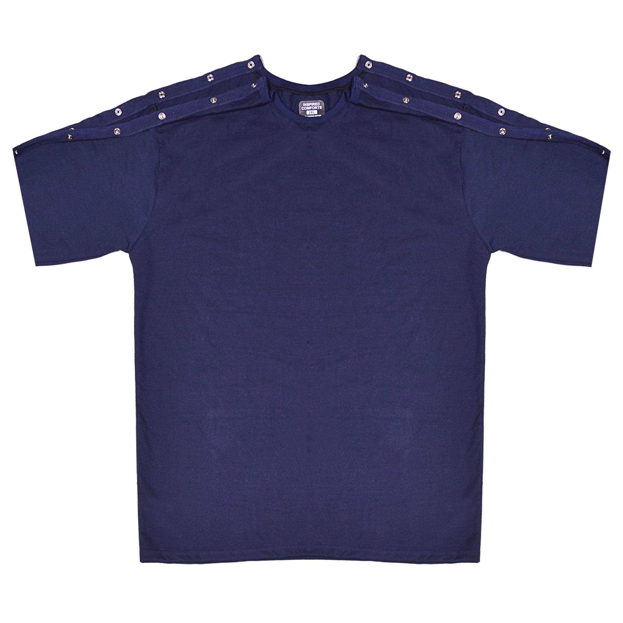 Uni-Sex Shoulder Surgery Recovery and Rehab Shirt with Discreet Shoulder Snaps(blue,XL)
