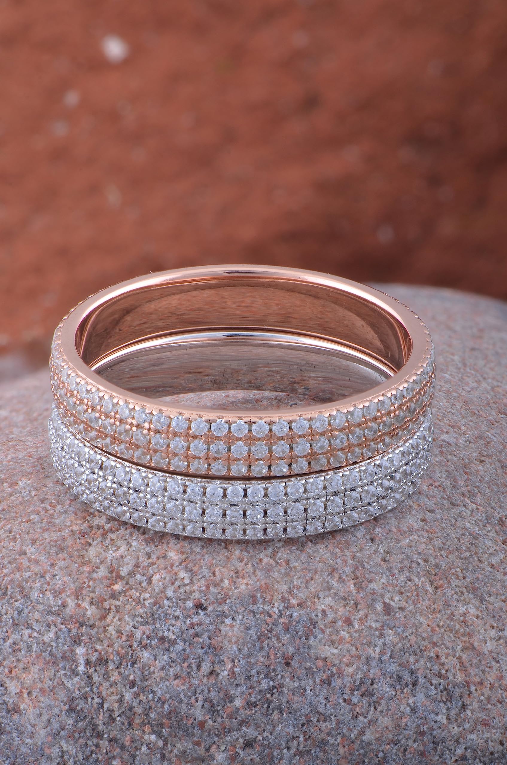 SILVERCLOSEOUT Rhodium Plated Sterling Silver Womens Wide CZ Cubic Zirconia Eternity Band Ring - Size 7