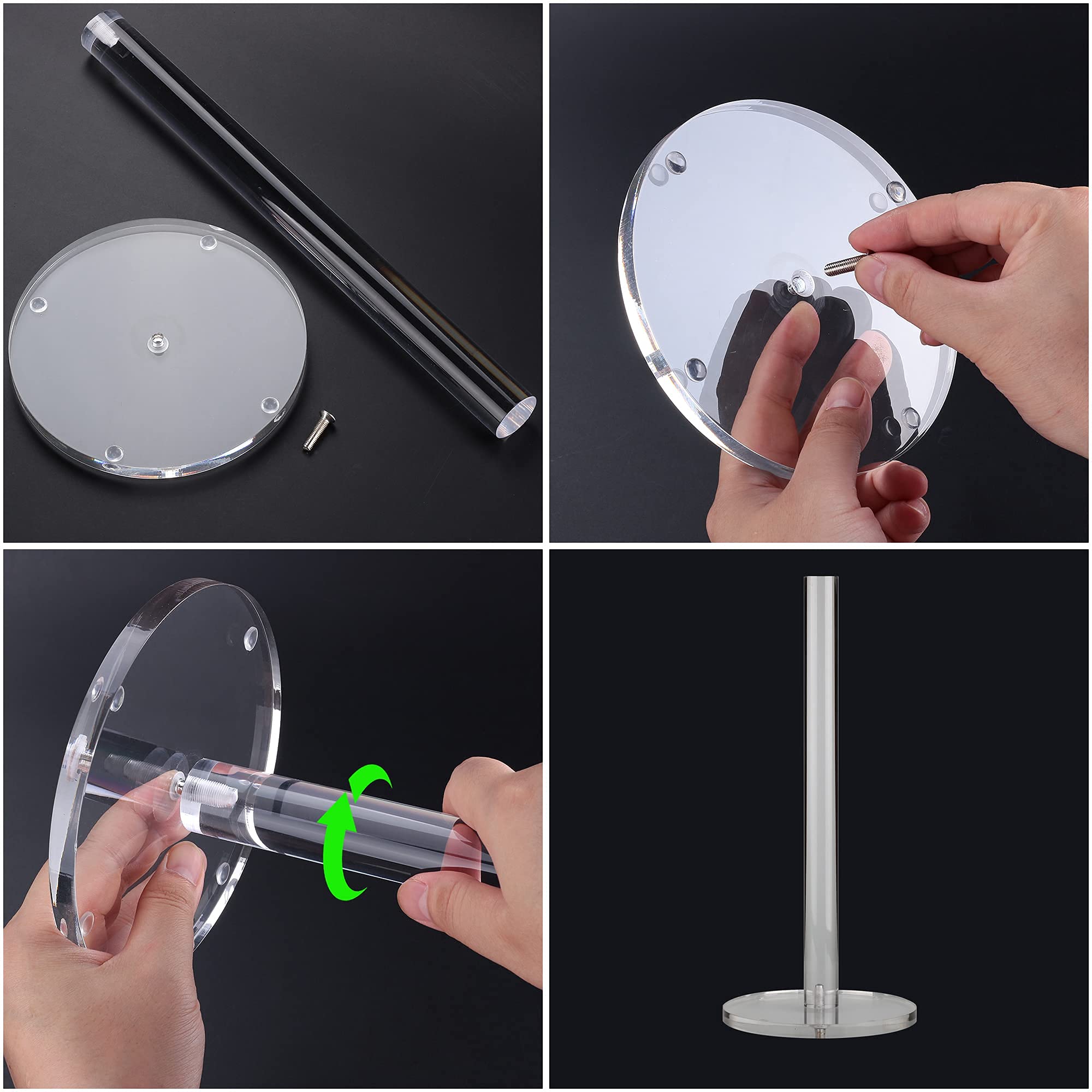 WORHE Paper Towel Holder White Marble Base for Countertop Acrylic Standing Kitchen Paper Towel Rack with 5.5" Diameter White Marble Base, Paper Towel Dispenser for Kitchen Bathroom 1 Pack(YGC002)