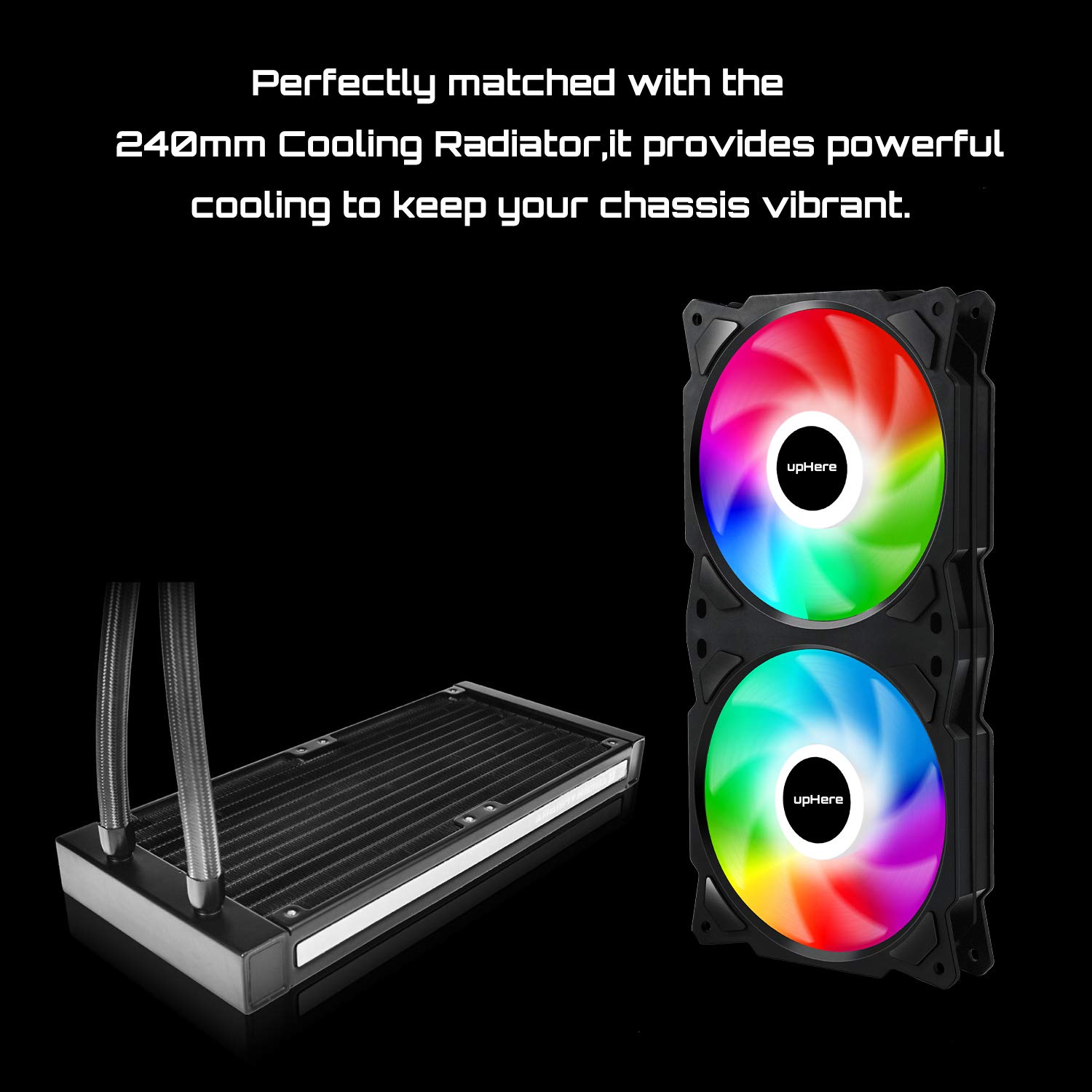 upHere PF240CF 240mm Quiet Edition High Airflow Colorful LED Case Fan,Hydraulic Bearing,Cable Management and PWM Control Fan