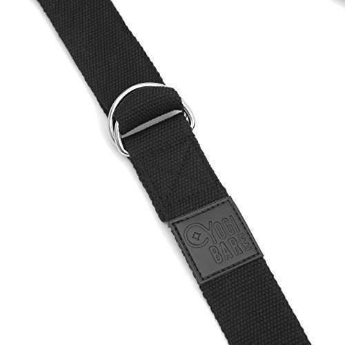 Yogi Bare Yoga Strap for Stretching - Yoga Accessories & Equipment - Ligament Stretching Belt & Stretch Band with Double D-Ring Loops - Black