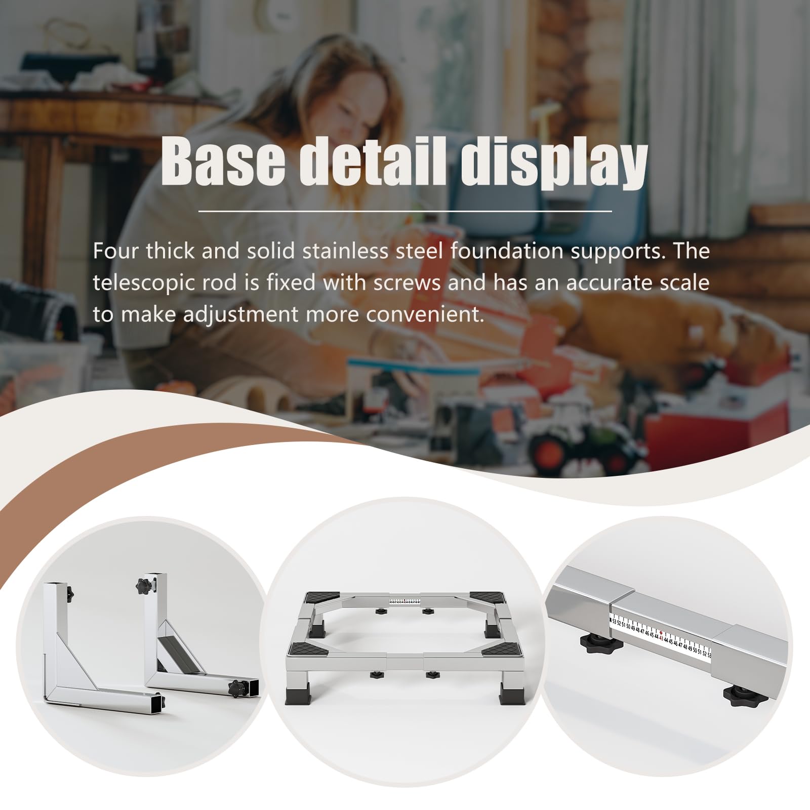 Zsytbyyds Heavy duty All Stainless Steel Mini Fridge Stand Washer and Dryer Stand with 4 Strong Feet Heavy Duty Washing Machine Stand Base&Appliance Universal Base(Large Stand)