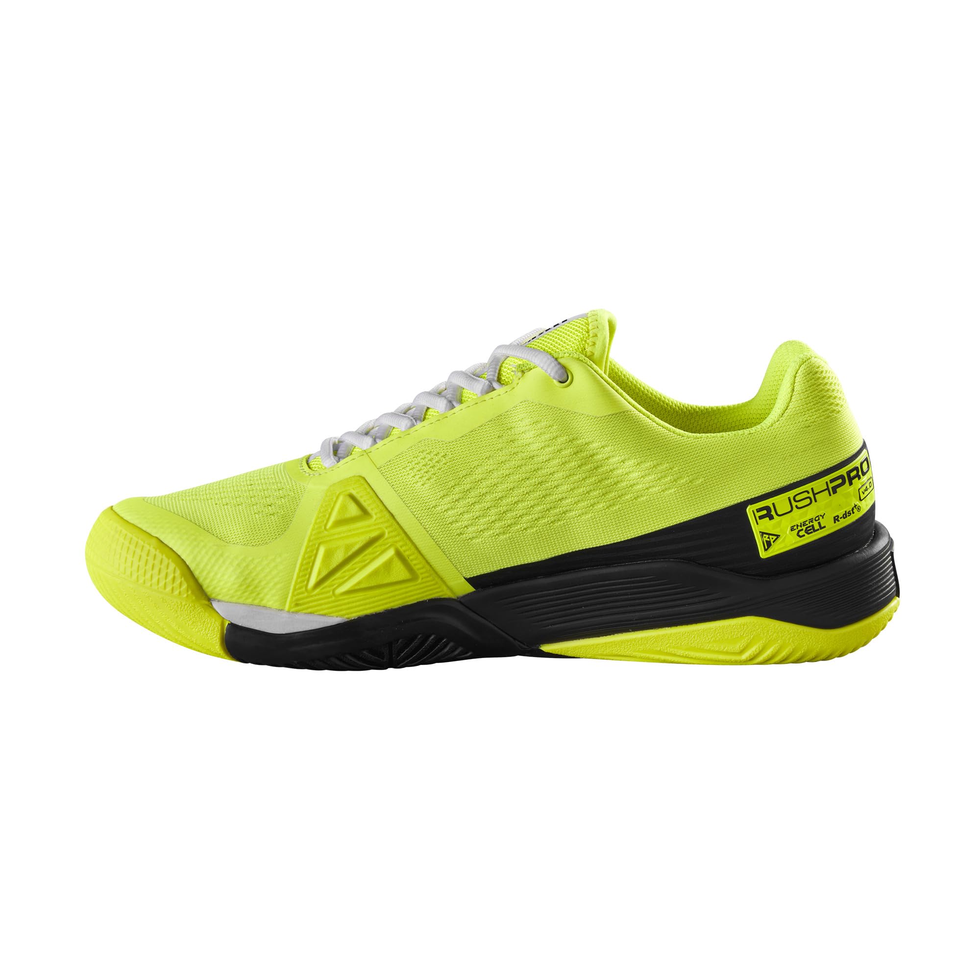 WILSON Men's Rush Pro 4.0 Sneaker, Safety Yellow/Black/White, 12