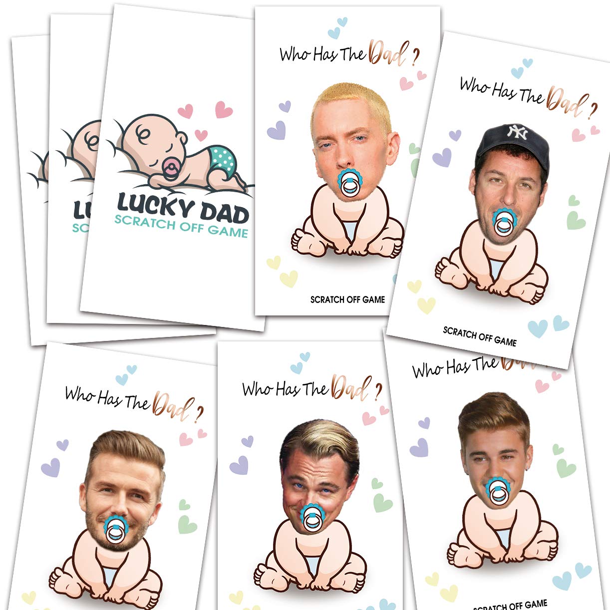 ukebobo Baby Shower Games – Celebrity Baby Shower Games,Scratch Off Card Game for Door Prizes, Lottery, Ice Breaker – Decorations for Baby Shower – 40 Cards