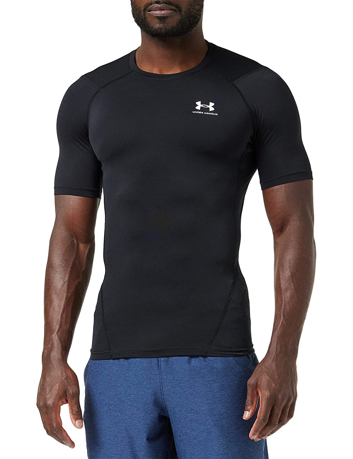 Under Armour Men's Armour HeatGear Compression Short-Sleeve T-Shirt , Black (001)/White, Large