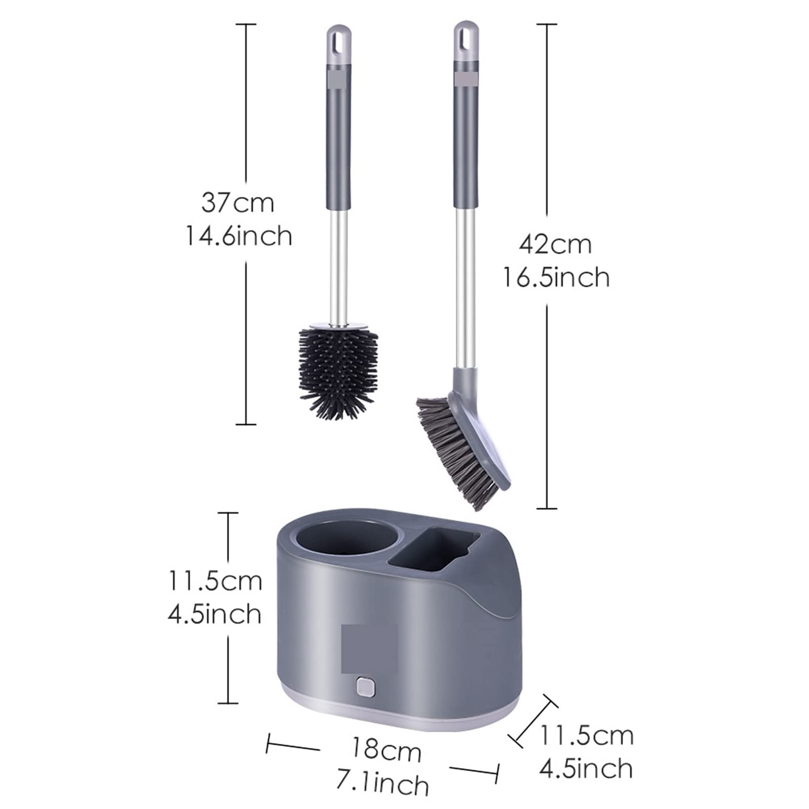 TEMKIN Toilet Bowl Cleaner Brush TPR Silicone Head Toilet Brush with Stand Wall Mount or Floor Mount Removable Handle Bathroom Cleaning Durable WC Accessories