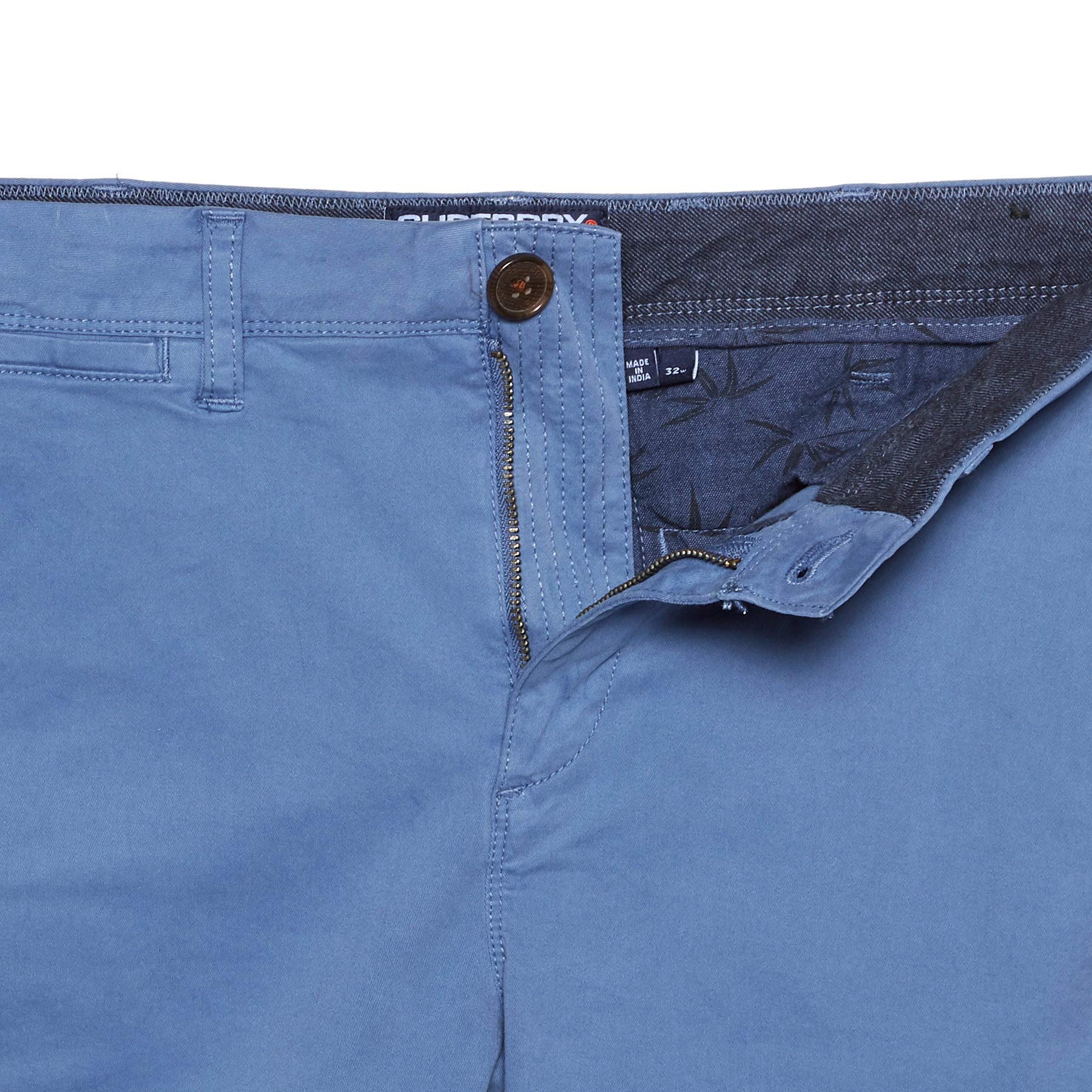 Superdry Mens International Chino Shorts, Button and Zip Fastening Neptune Blue Size 34