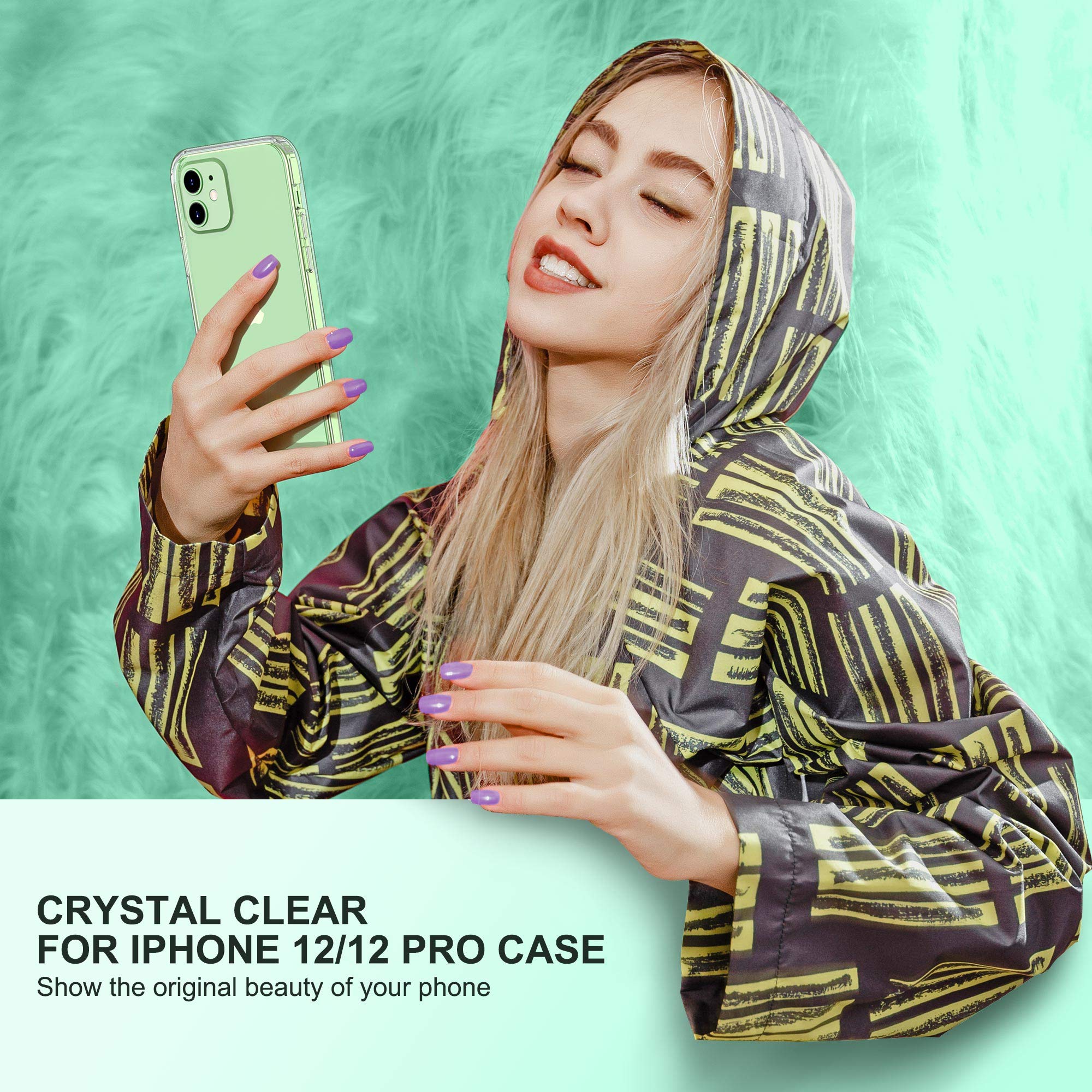 ULAK Clear Case for iPhone 12/iPhone 12 Pro, Hybrid Protective Slim Transparent Anti-Scratch Shock Absorption TPU Bumper Cover Designed Phone Case, Crystal Clear