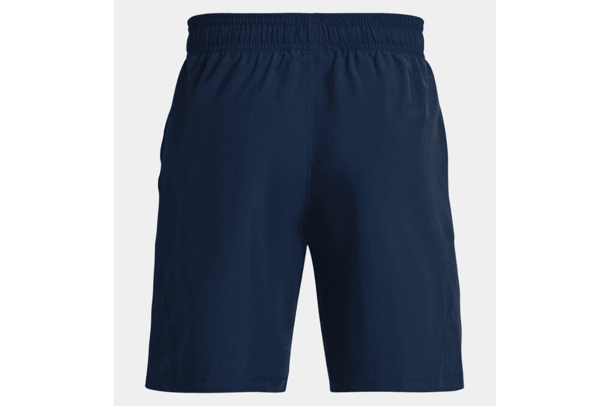 Under Armour Woven Graphic Wordmark Shorts, Academy Blue (408)/White, Medium