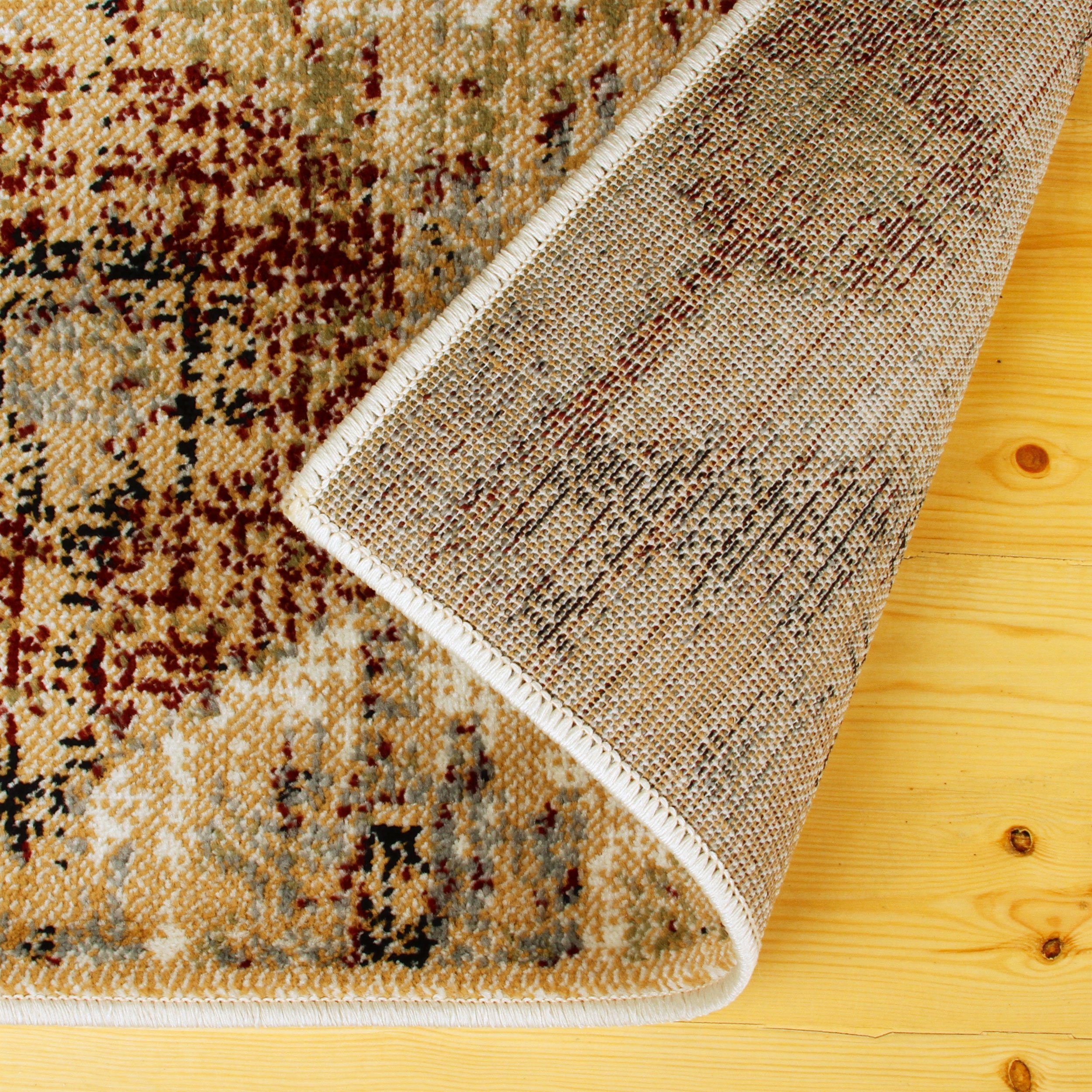 Superior Arabella Collection Area, 8mm Pile Height with Jute Backing Vintage Distressed Medallion Pattern, Fashionable and Affordable Woven Rugs, 8' x 10', Gold
