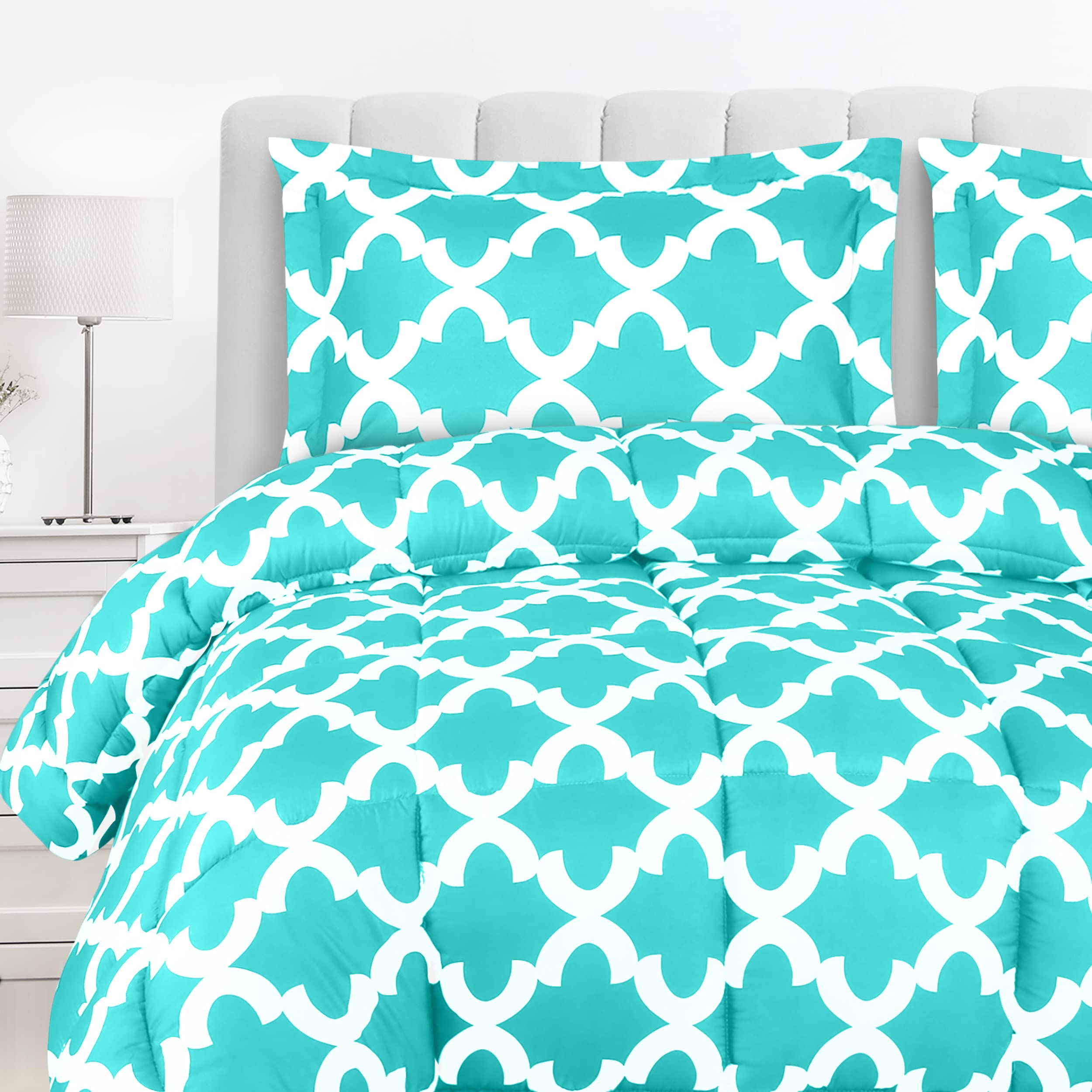 Utopia Bedding - Comforter Bedding Set with 2 Pillow Shams - 3 Pieces Bedding Comforter Sets - Down Alternative Comforter - Soft and Comfortable - Machine Washable, Quatrefoil Navy, Queen