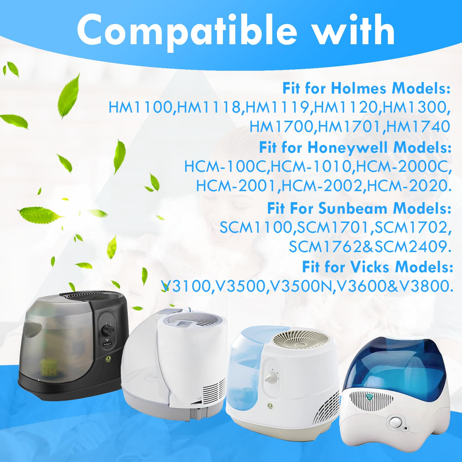 Yonice HWF62 Humidifier Filter A Compatible for Holmes Sunbeam Humidifier HWF62 HWF62CS HWF62D SF212 Filter, Fit Models SCM1100, SCM1701, SCM1702, SCM1762