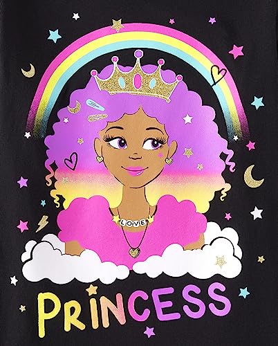 The Children's Place Girl Power Long Sleeve Graphic T-Shirts, Rainbow Princess, Medium