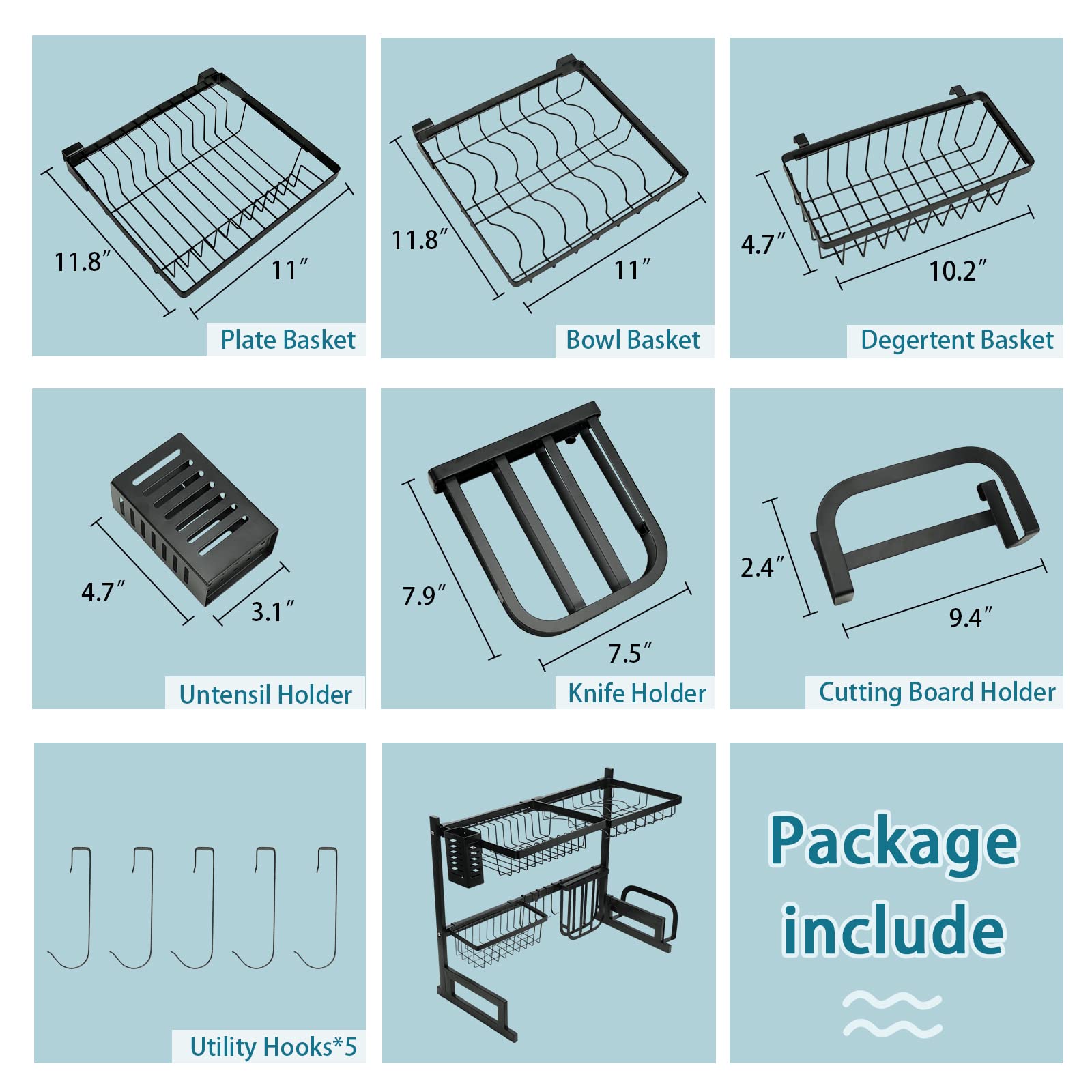 Vipush Over The Sink Dish Drying Rack - Large Dish Drainer for Storage Kitchen Counter Organization, Adjustable Stainless Steel Over Sink Display(25-35inch)