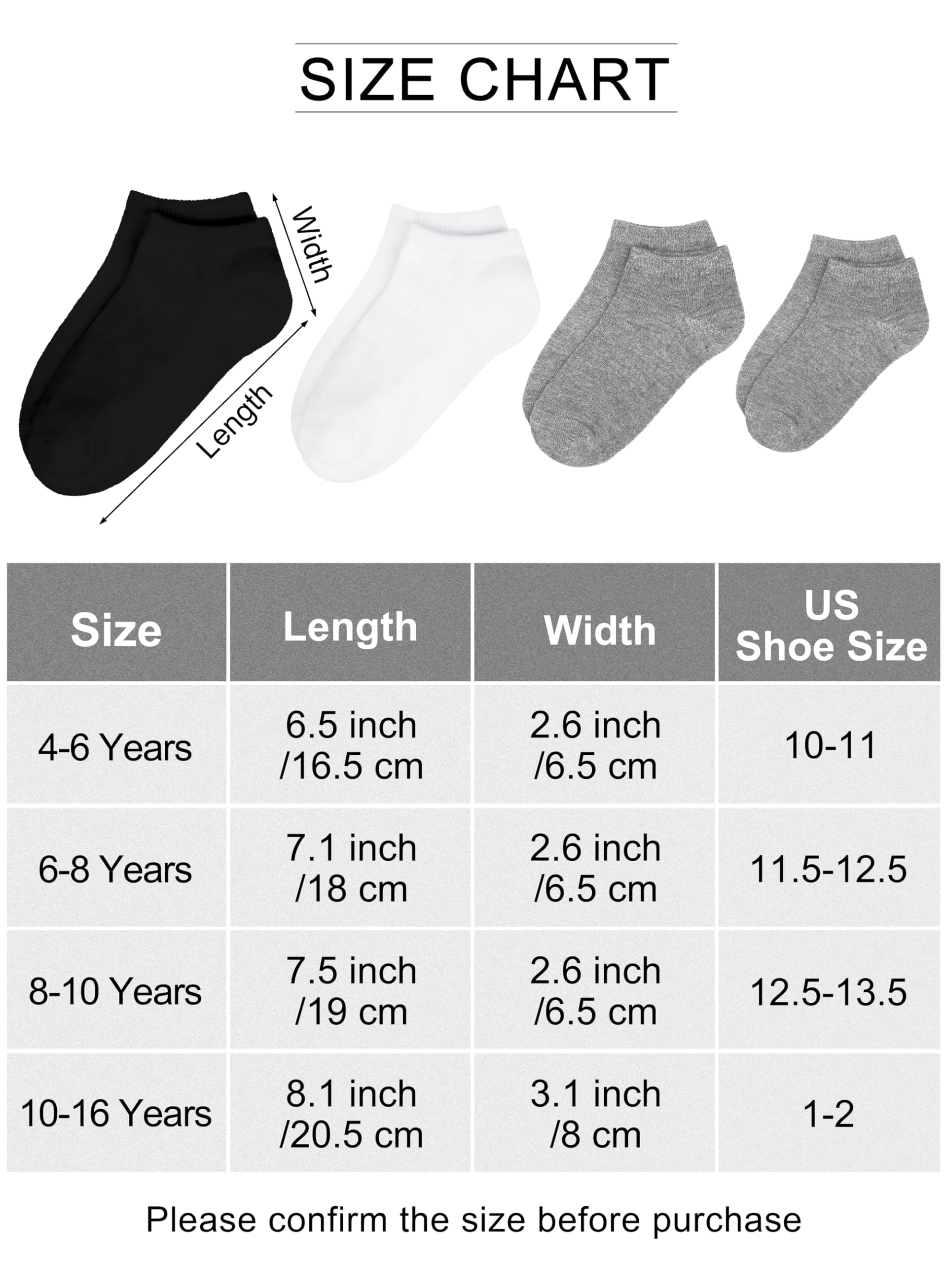 URATOT 24 Pairs Kids' Low Cut Socks Boys' or Girls' Half Cushion Socks Athletic Ankle Socks