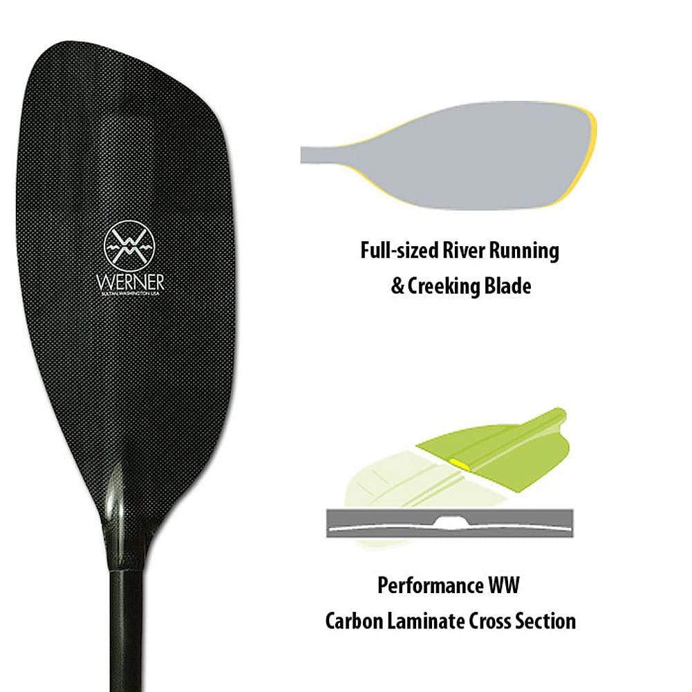 Werner Paddles Powerhouse Carbon Whitewater Kayak Paddle-SS-200cm