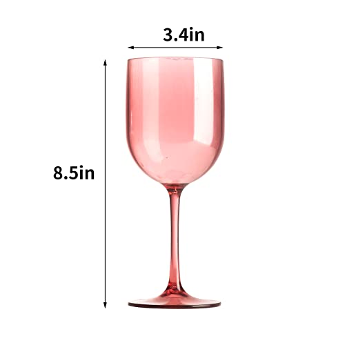 XKXKKE Unbreakable Acrylic Wine Glasses Set, Plastic Reusable 16 Ounces Colored Water Goblets, Large Capacity Shatterproof Long Stemmed Glassware High Clear Wedding Party Bar Drinking Cups Multicolor