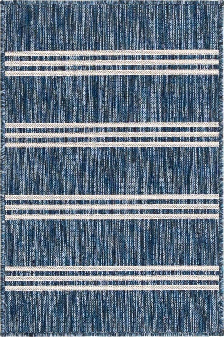 Unique Loom Outdoor Collection Area Rug - Anguilla (7' 10' x 10' Rectangle, Blue/ Ivory)