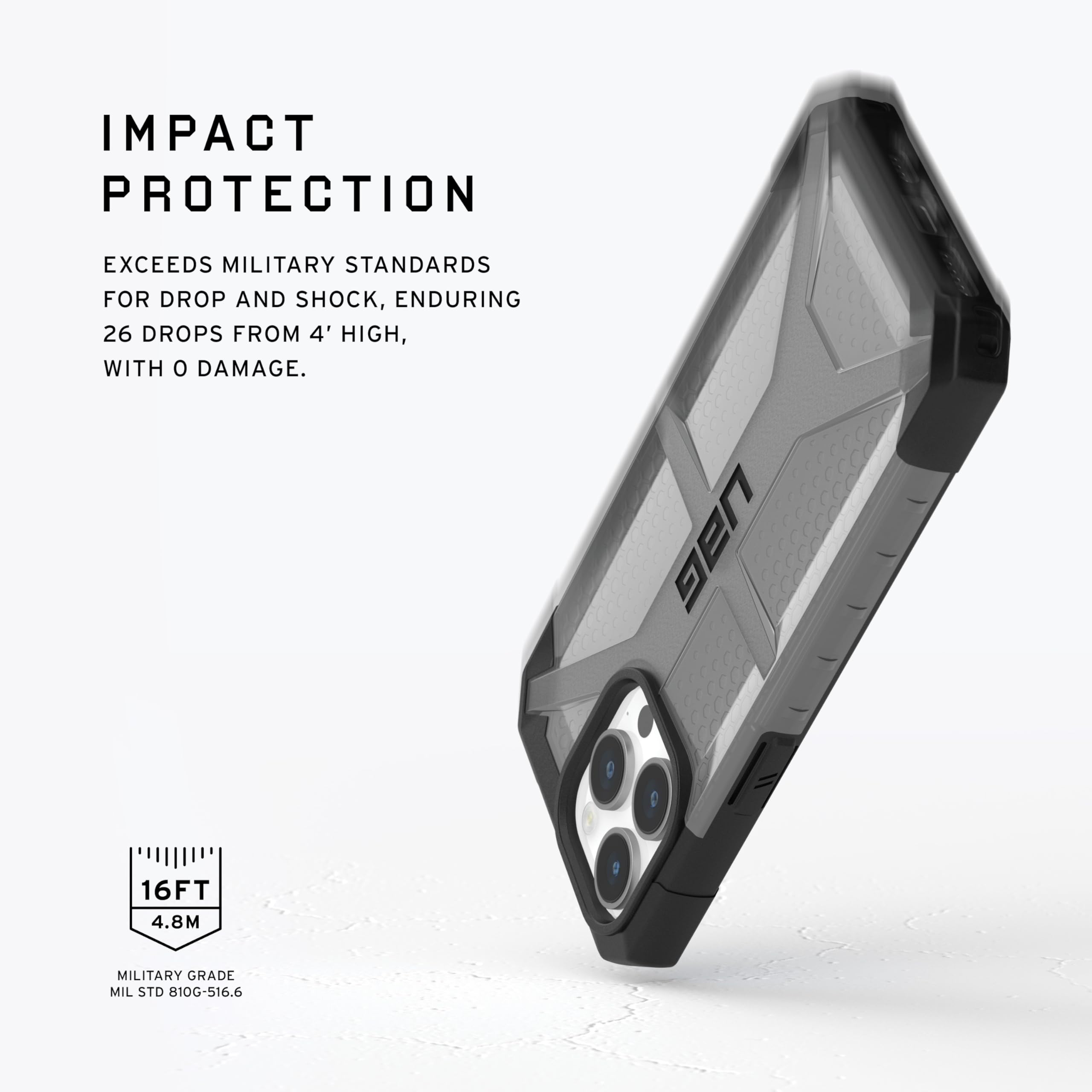 URBAN ARMOR GEAR UAG Designed for iPhone 15 Pro Max Case Plasma Ash 6.7" Bundle with UAG Paracord Lanyard Adjustable Wrist Strap Black