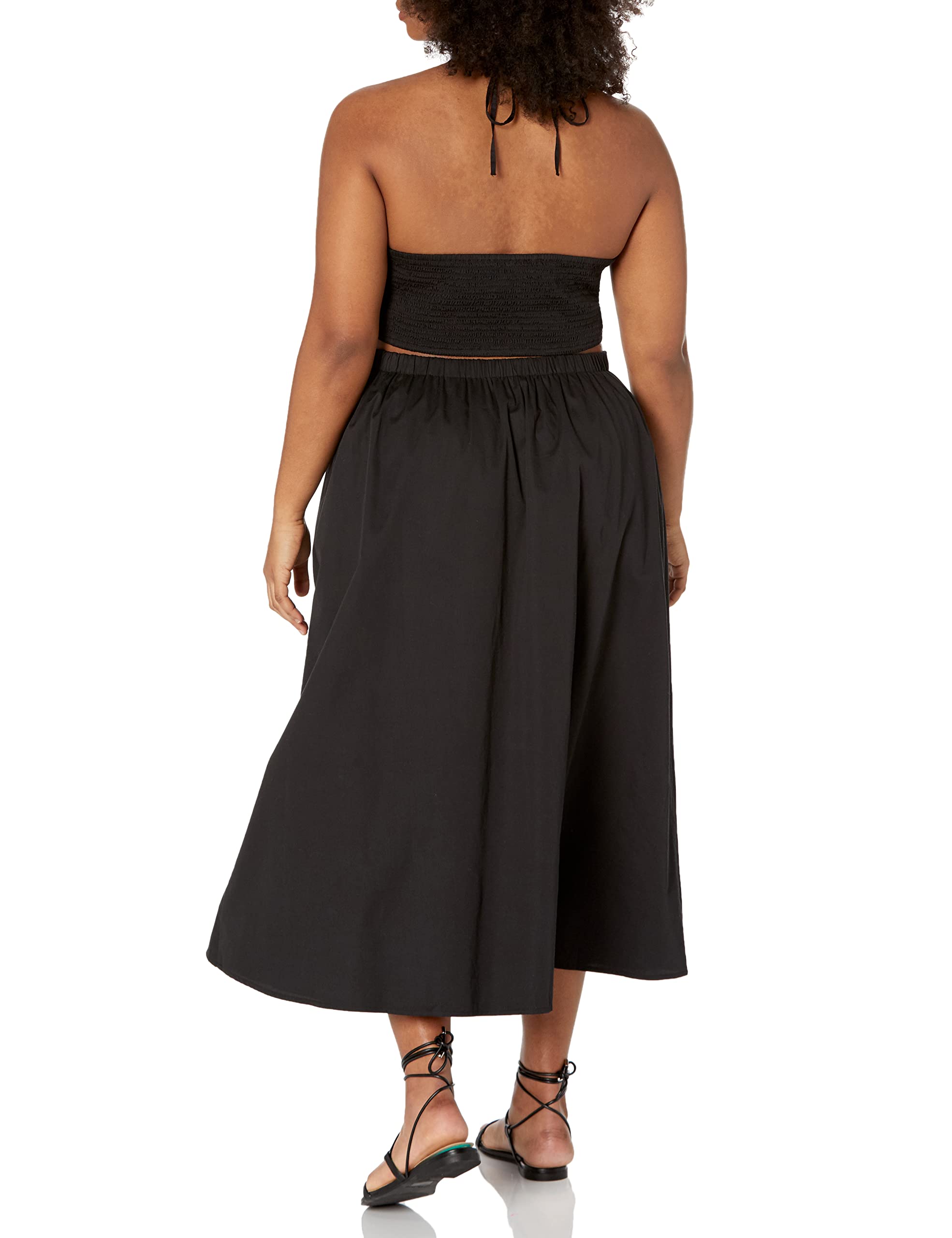 The Drop Women's Brinda Cotton Cutout Halter Maxi Dress, Black, L